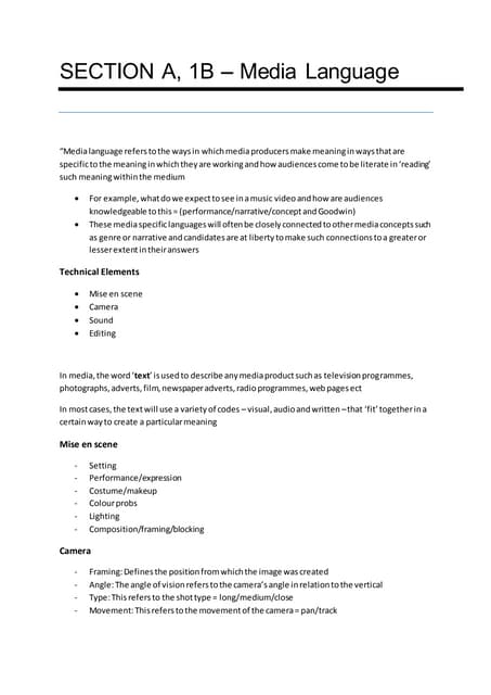 Media Language | DOCX | Cameras and Camcorders | Consumer Electronics