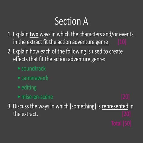 GCSE Media Studies, Action Adventure - Lesson 15 - Section A | PPTX