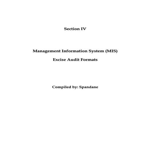 Section iv mis -excise audit formats | PDF