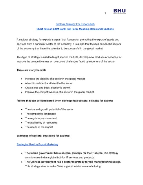 EXPORT PLAN - Template and Example | PDF