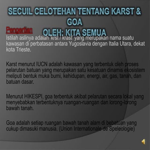 Secuil tentang karst & goa | PPTX