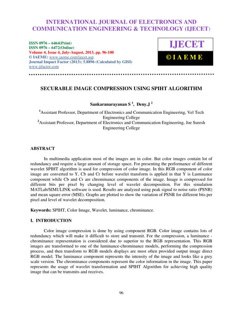 Securable Image Compression Using Spiht Algorithm Pdf Graphics
