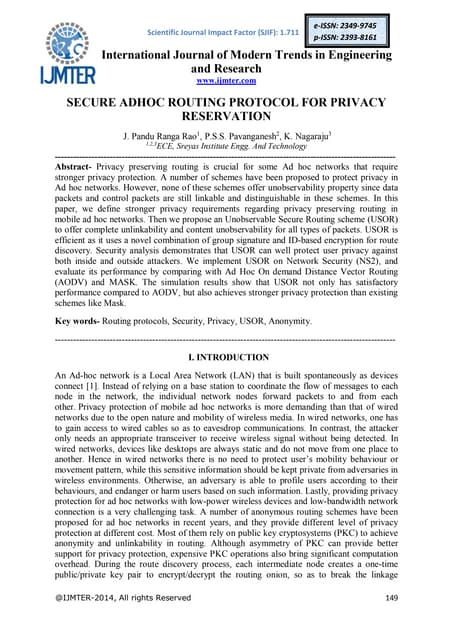 Secure Adhoc Routing Protocol For Privacy Reservation Pdf