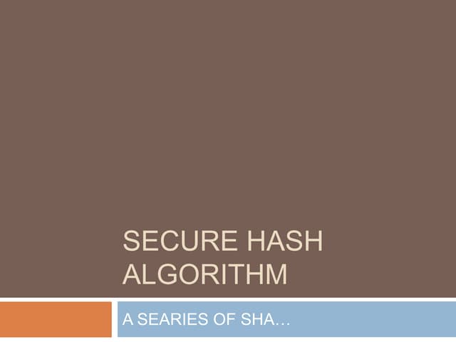 Crypto Secure Hash Algorithm Versions Ppt
