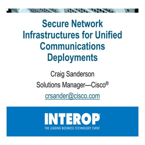 Secure Network Infrastructures for Unified Communications Deployments | PDF