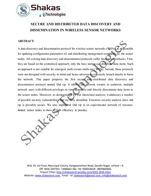 Secure And Distributed Data Discovery And Dissemination In Wireless