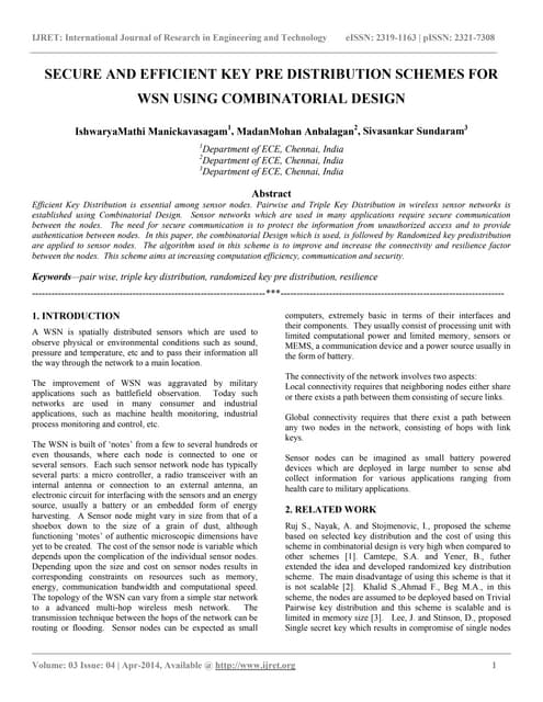 Secure And Efficient Key Pre Distribution Schemes For Wsn Using Combinatorial Design Pdf 6037