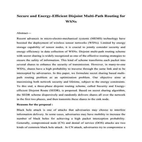 Secure and energy efficient disjoint multi-path | PDF