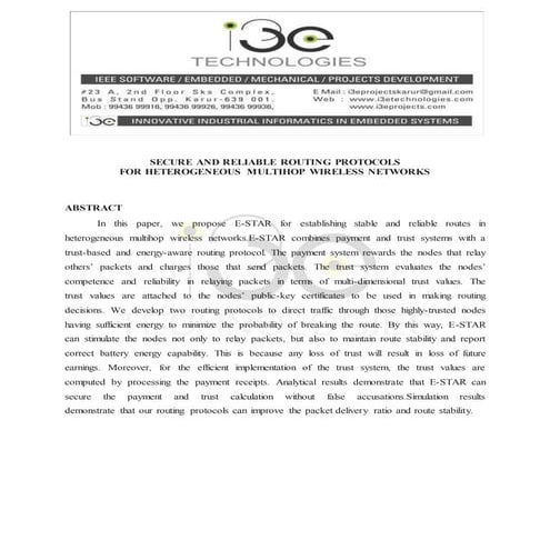 Secure And Reliable Routing Protocols For Heterogeneous Multihop Wireless Networks Pdf