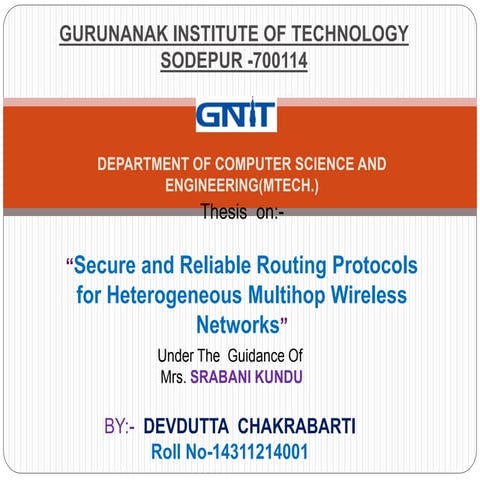 Secure And Reliable Routing Protocols Ppt