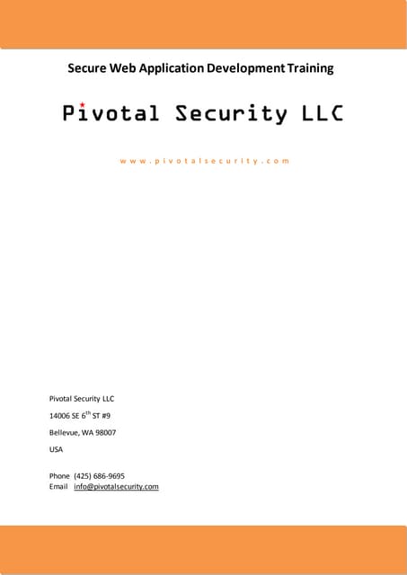 Secure Application Development Training Pdf