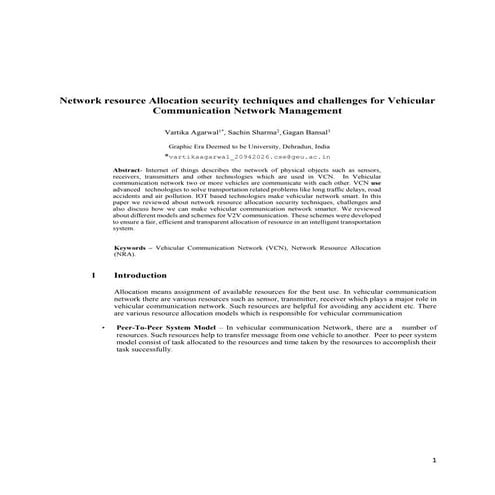 Network Resource Allocation Security Techniques And Challenges For Vehicular Communication