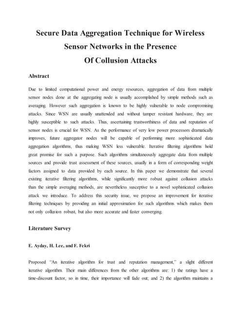 Secure Data Aggregation Technique For Wireless Sensor Networks In The