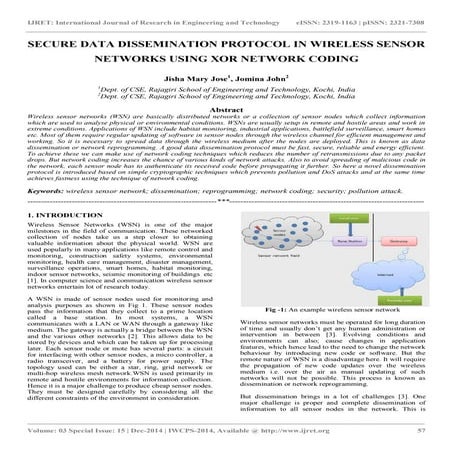 Secure Data Dissemination Protocol In Wireless Sensor Networks Using Xor Network Coding Pdf