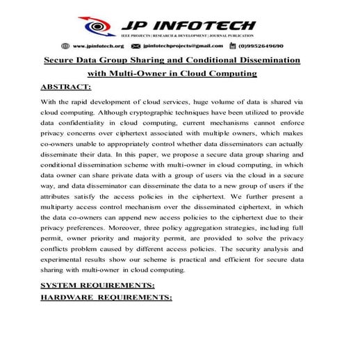 Secure Data Group Sharing And Conditional Dissemination With Multi Owner In Cloud Computing Pdf 