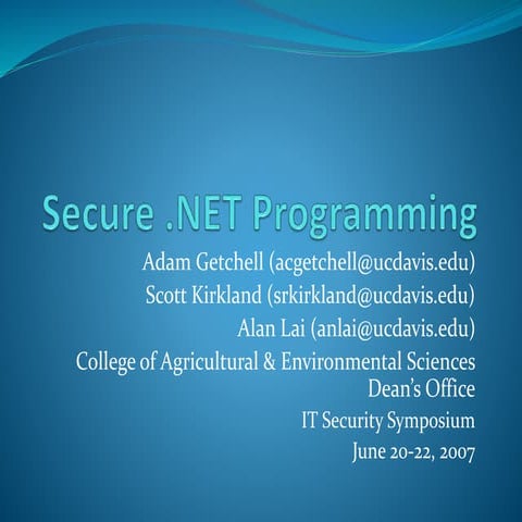Secure Dot Net Programming Ppt 8860