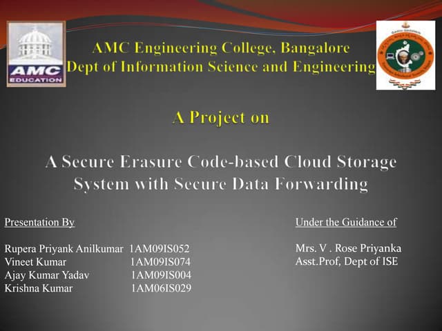 Secure Erasure Code Based Cloud Storage System With Secure Data