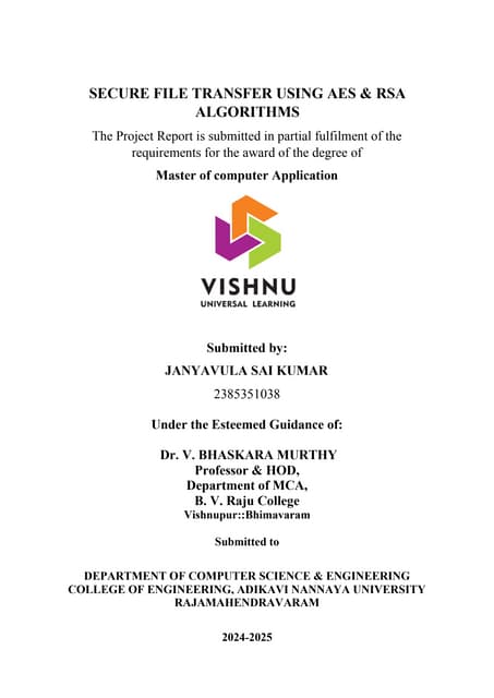 Secure File Transfer Using Aes And Rsa Algorithmsdocx