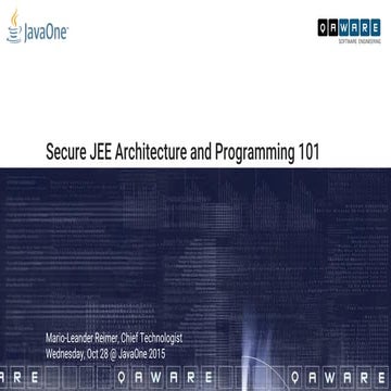 Secure Jee Architecture And Programming 101 Ppt