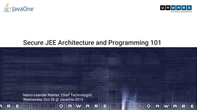 Secure Jee Architecture And Programming 101 Ppt
