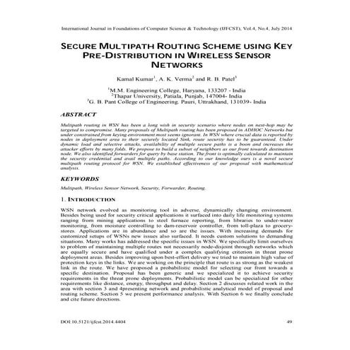 Secure Multipath Routing Scheme Using Key Pdf Free Download