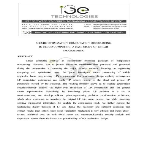 Secure Optimization Computation Outsourcing In Cloud Computing A Case 1428