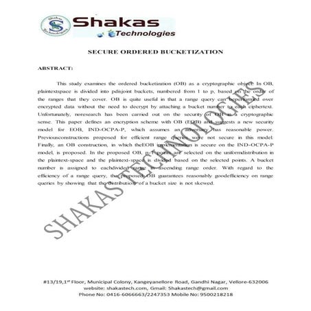 Secure ordered bucketization | DOCX | Databases | Computer Software and Applications
