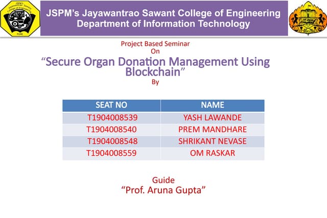 Secure Organ Donation Management Using Blockchain Pptx