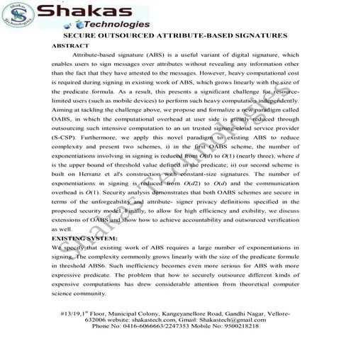 Secure outsourced attribute based signatures | PDF