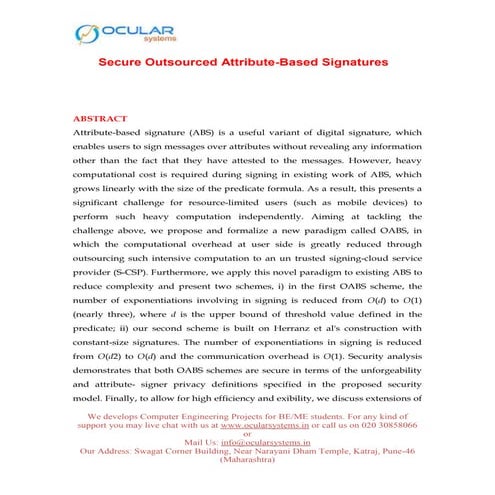 Secure Outsourced Attribute Based Signatures Pdf