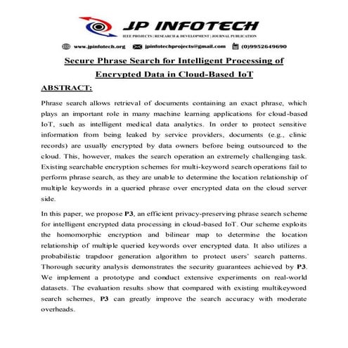 Secure Phrase Search for Intelligent Processing of Encrypted Data in Cloud-Based IoT | DOCX