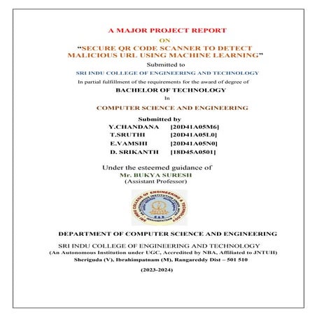 Secure Qr Code Scanner To Detect Malicious Url Using Machine Learningpdf