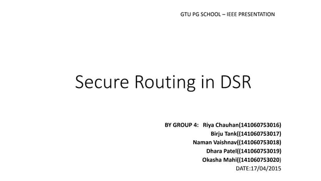Secure Routing In Dsr Pptx Computer Networking Computing 7416