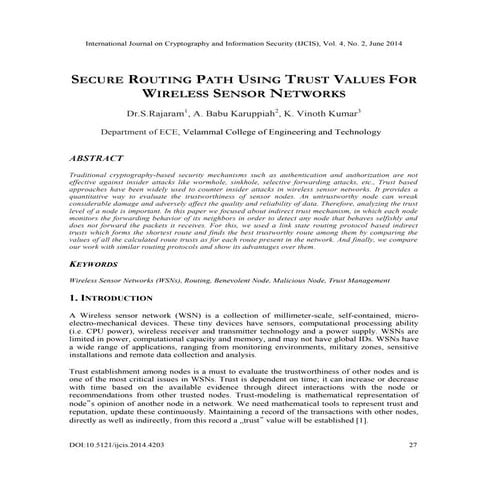 Secure Routing Path Using Trust Values For Pdf 