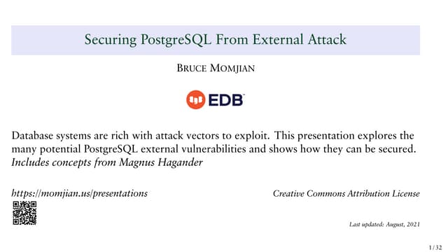 Securing Postgresql From External Attack Ppt