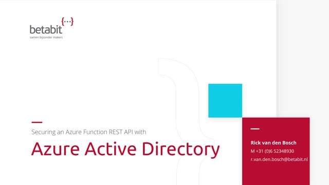 Securing An Azure Function Rest Api With Azure Active Directory Ppt