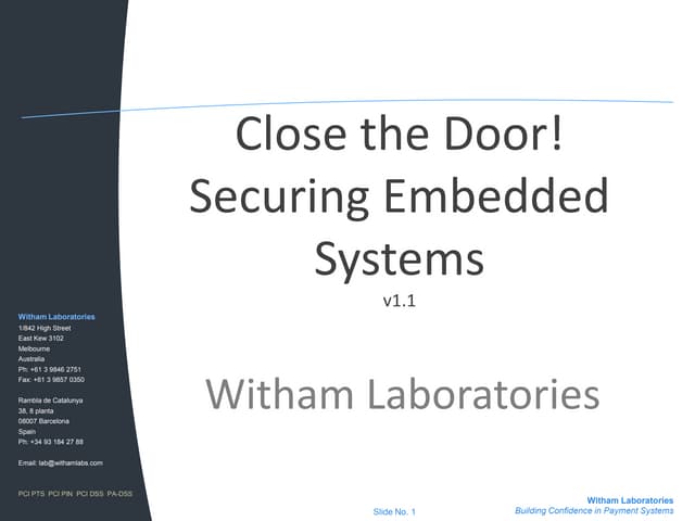 Securing Embedded Systems For Share Ppt