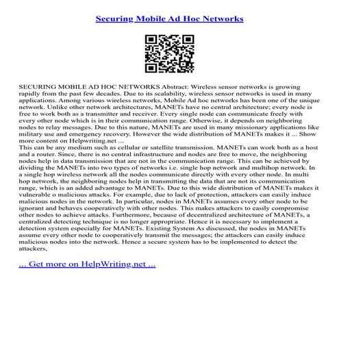 Securing Mobile Ad Hoc Networks Pdf