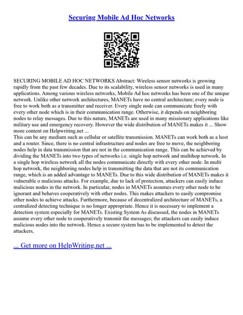 Securing Mobile Ad Hoc Networks Pdf