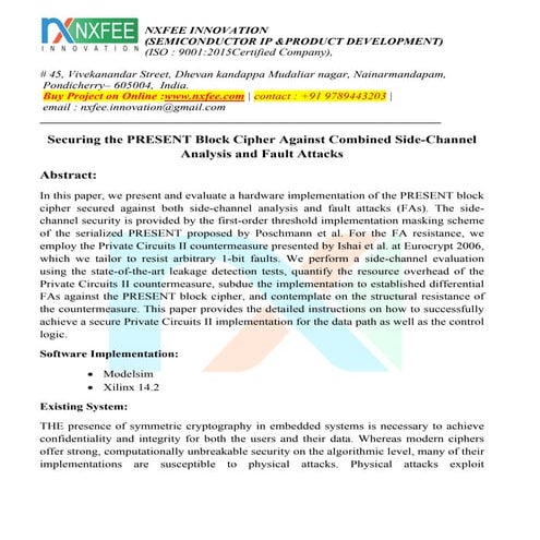 Securing the present block cipher against combined side channel analysis and fault attacks | PDF