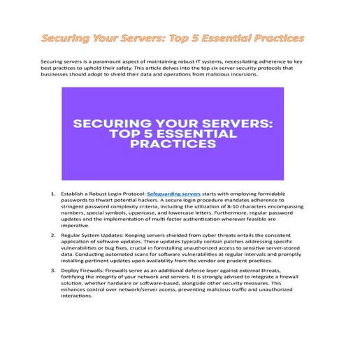 Dallas, Texas: Best Practices for Server Hardening | PDF