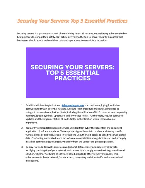 Server Maintenance: A Comprehensive Guide | PDF
