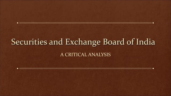 Security and exchange board of India | PPTX | Business Banking ...