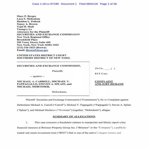 SEC vs former executives of Brixmor Property Group | PDF