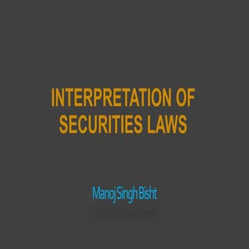 Interpretation of Securities Laws | PPT