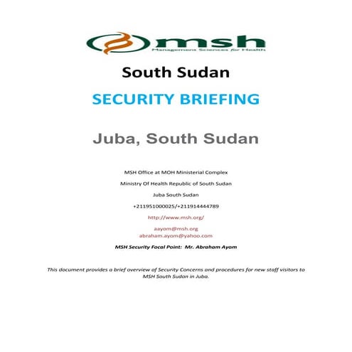 Security briefing for staff abraham ayom msh | PDF