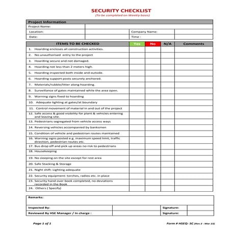 SECURITY CHECKLIST Form # HSEQ - SC Rev 2 -.docx