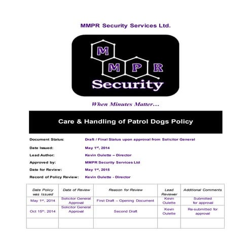 Security dog guidelines | DOCX