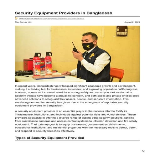 Security Equipment Providers in Bangladesh -Max Secure | PDF