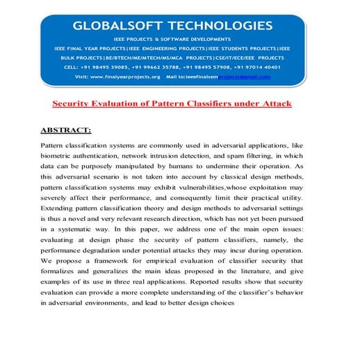 Ieee 2014 Java Data Mining Projects Security Evaluation Of Pattern 